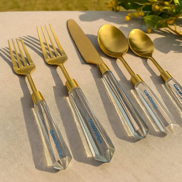 Acrylic Handle Gold PVD Cutlery Flatware Set | Good Design